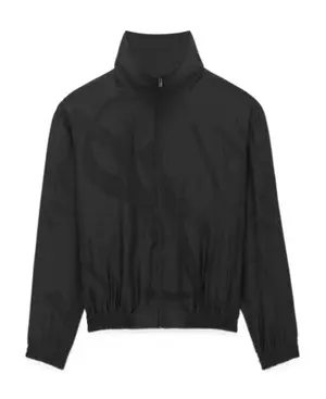 Saint Laurent Logo Printed Zip-up Jacket - Black