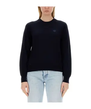 Maison Kitsuné Fox Head Patch Knitted Jumper - Black