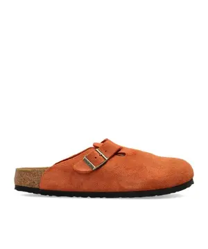 BIRKENSTOCK Boston Buckle Suede Clogs - Brown