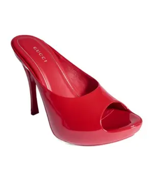 Gucci Stiletto Platform Slide Sandals - Red