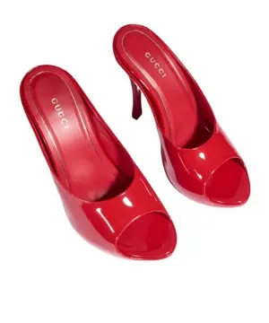Gucci Stiletto Platform Slide Sandals - Red