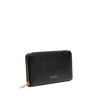Gucci Zip Around Wallet With Lettering - Black