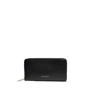 Gucci Zip Around Wallet With Lettering - Black