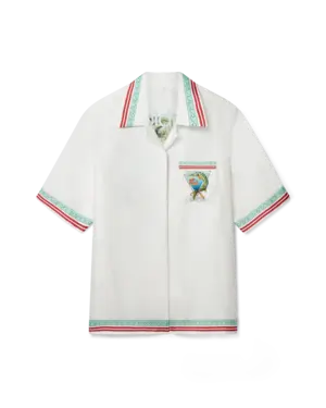 Casablanca Caviar Kaspia Cuban Collar Silk Shirt