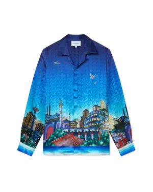 Casablanca The Night View Long Sleeve Silk Shirt - Multicolor
