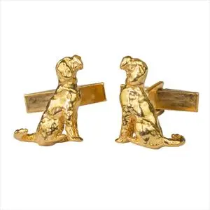 SIMON KEMP JEWELLERS Labradoodle Cufflinks Eighteen Carat On Solid Recycled Sterling Silver - Gold