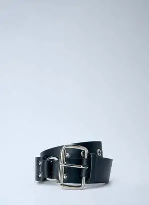 VIVIENNE WESTWOOD Leather Belt With Polished Buckle - Black