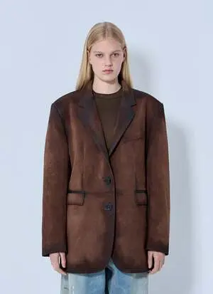 Acne Studios Distressed Suede Blazer - Brown