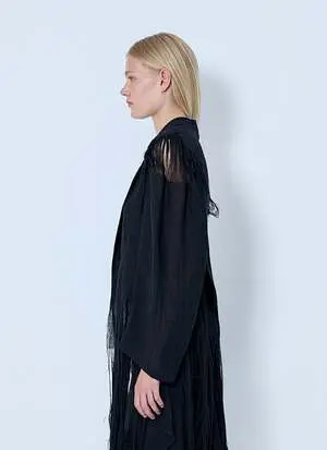 Yohji Yamamoto Single-breasted Blazer With Frayed Hem