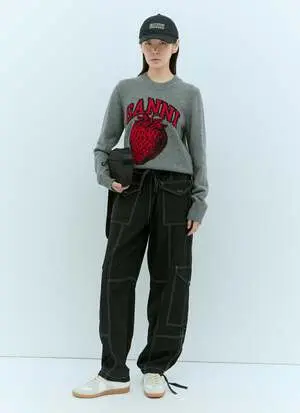 GANNI Graphic Strawberry Crewneck Sweater