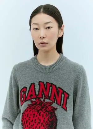 GANNI Graphic Strawberry Crewneck Sweater