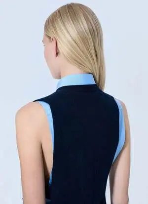Miu Miu V-neck Logo Knit Vest With Side Ties - Blue
