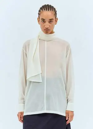 Issey Miyake Sheer Wool Blend Shirt With Integrated Shawl