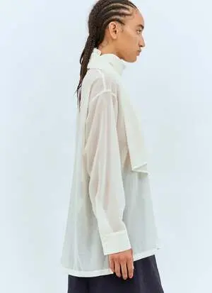 Issey Miyake Sheer Wool Blend Shirt With Integrated Shawl