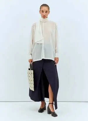 Issey Miyake Sheer Wool Blend Shirt With Integrated Shawl