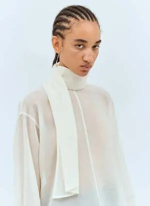 Issey Miyake Sheer Wool Blend Shirt With Integrated Shawl