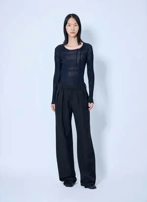 Yohji Yamamoto Ribbed Sheer Knit Top