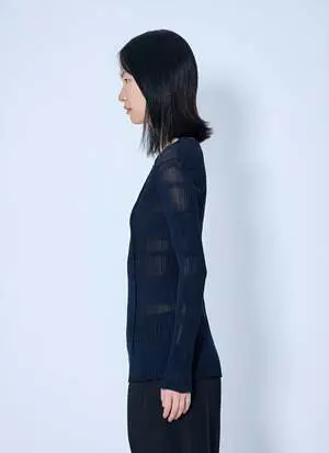 Yohji Yamamoto Ribbed Sheer Knit Top