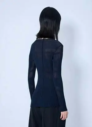 Yohji Yamamoto Ribbed Sheer Knit Top