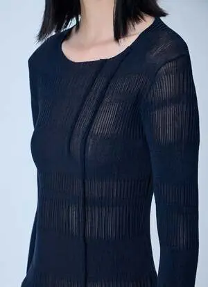 Yohji Yamamoto Ribbed Sheer Knit Top