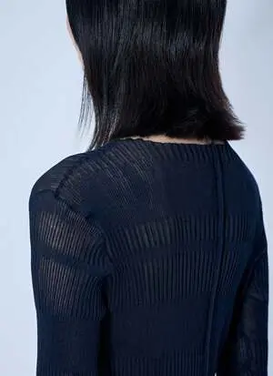 Yohji Yamamoto Ribbed Sheer Knit Top