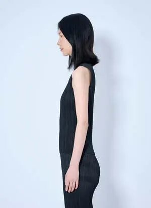 Issey Miyake Sleeveless Ribbed High-neck Top - Black
