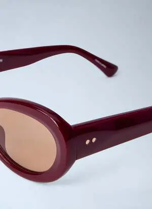 Dries Van Noten Oval Acetate Sunglasses - Red
