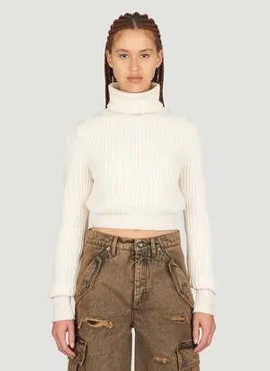 Dolce & Gabbana Cropped Ribbed Wool Rollneck Sweater - Multicolor
