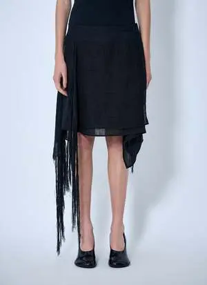 Yohji Yamamoto Asymmetric Fringe Skirt - Black