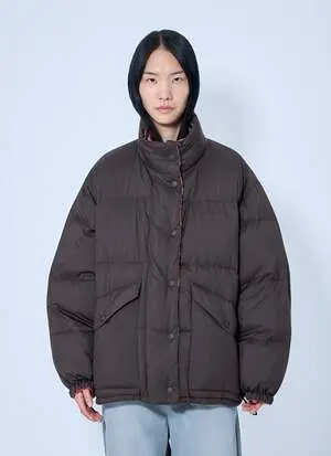 Miu Miu Padded Jacket With High Collar - Brown