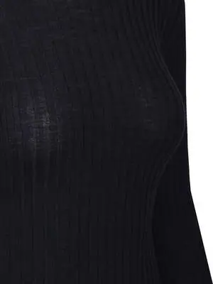 Balenciaga Ribbed Knit Long Sleeve Crew Neck Sweater - Blue