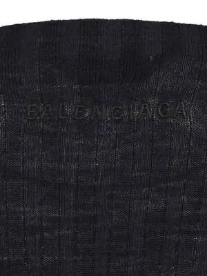 Balenciaga Ribbed Knit Long Sleeve Crew Neck Sweater - Blue