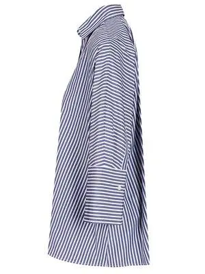 Max Mara Striped Cotton Shirt With Kimono Sleeves