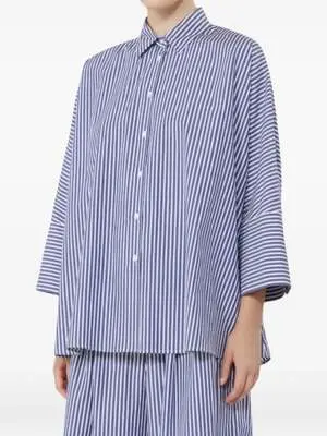 Max Mara Striped Cotton Shirt With Kimono Sleeves