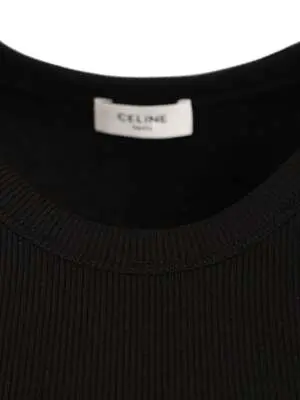 Celine Ribbed Silk And Cotton Tank Top With Triomphe Embroidery