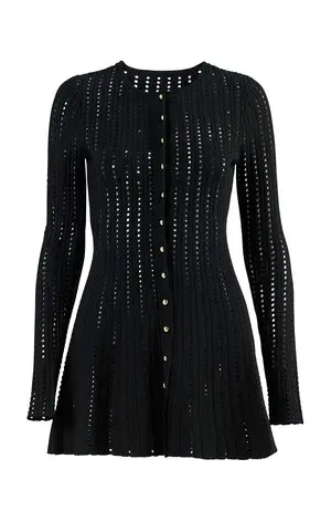 Carolina Herrera Long-sleeve Viscose Pointelle Knit Cardigan - Black