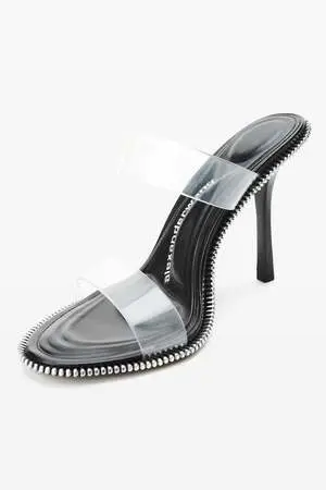 Alexander Wang Nova 105mm Double Strap Zipper Sandal - Black