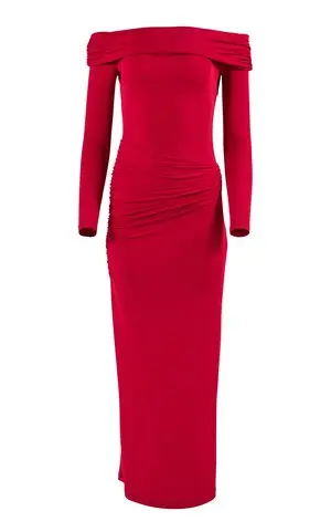 Carolina Herrera Off-the-shoulder Matte Jersey Midi Dress - Red