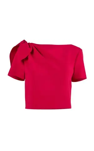 Carolina Herrera Bow-detailed Stretch Wool Tailoring Top - Red