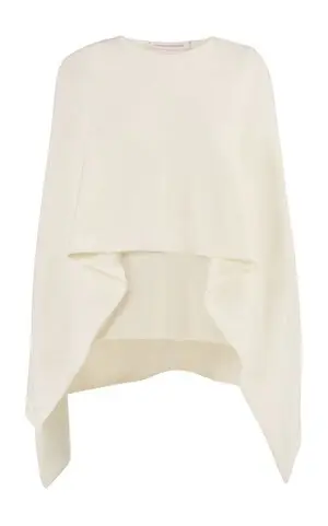 Carolina Herrera Plaited Jersey Wool Cape Sweater - Ivory