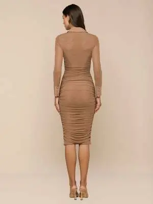 L'Agence Adriana Ruched Midi Dress