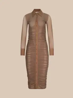 L'Agence Adriana Ruched Midi Dress