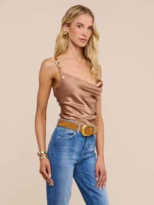 L'Agence Lux Silk Buckle-strap Camisole - Hazelnut