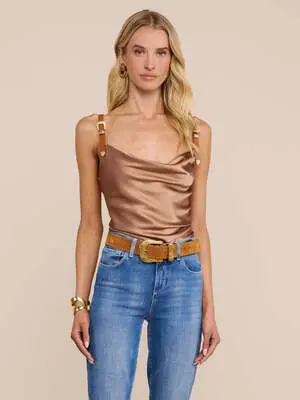 L'Agence Lux Silk Buckle-strap Camisole - Hazelnut
