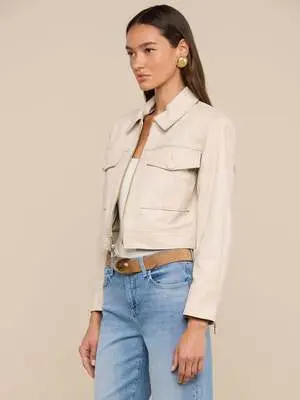 L'Agence Micah Oversized Leather Jacket - Biscuit