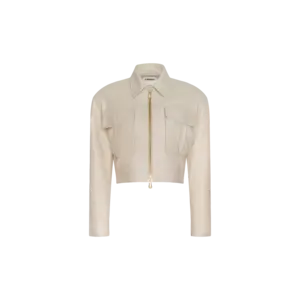 L'Agence Micah Quilted Leather Oversized Cropped Jacket - Biscuit
