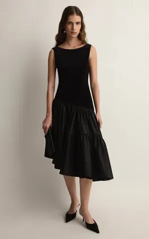 Posse Dean Drop-waist Velvet Midi Dress