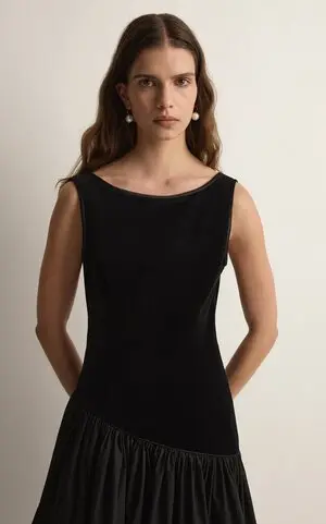 Posse Dean Drop-waist Velvet Midi Dress