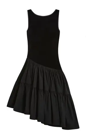 Posse Dean Drop-waist Velvet Midi Dress - Black