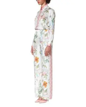 Casablanca Ping Pong Fleurie Jour Silk Trousers